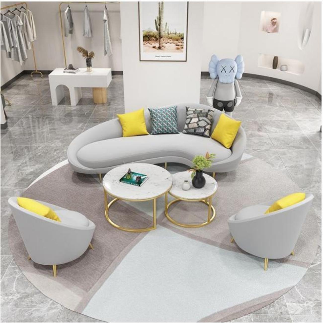 AAF Furniture Dutch Velvet Fabric Arc-shaped Sofa set for Livingroom O ...